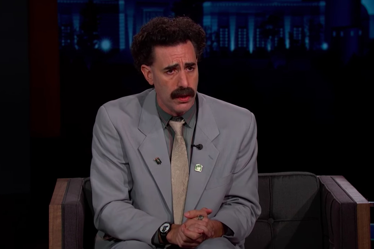 Watch Sacha Baron Cohen Give A Truly Chaotic Interview As Borat On 'Kimmel'