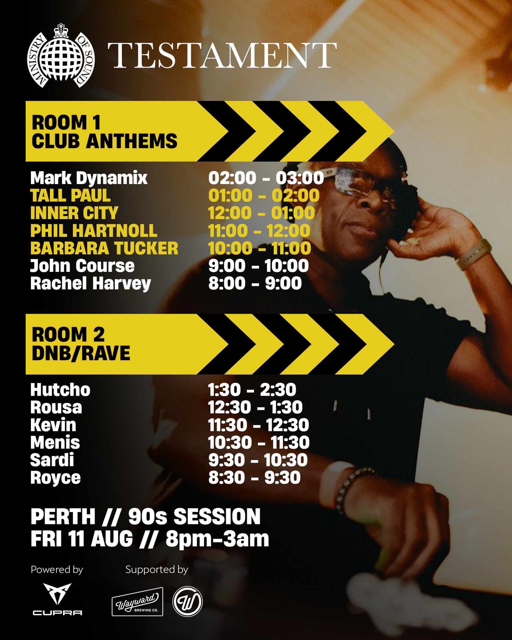 Here are the Set Times for Ministry Of Sound: Testament 2023