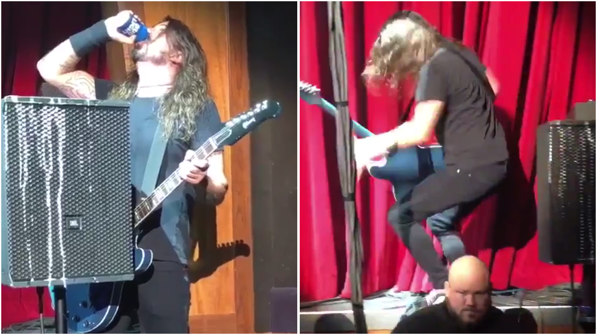Watch Dave Grohl Fall Off Stage (Again) After Chugging A Beer - Music Feeds
